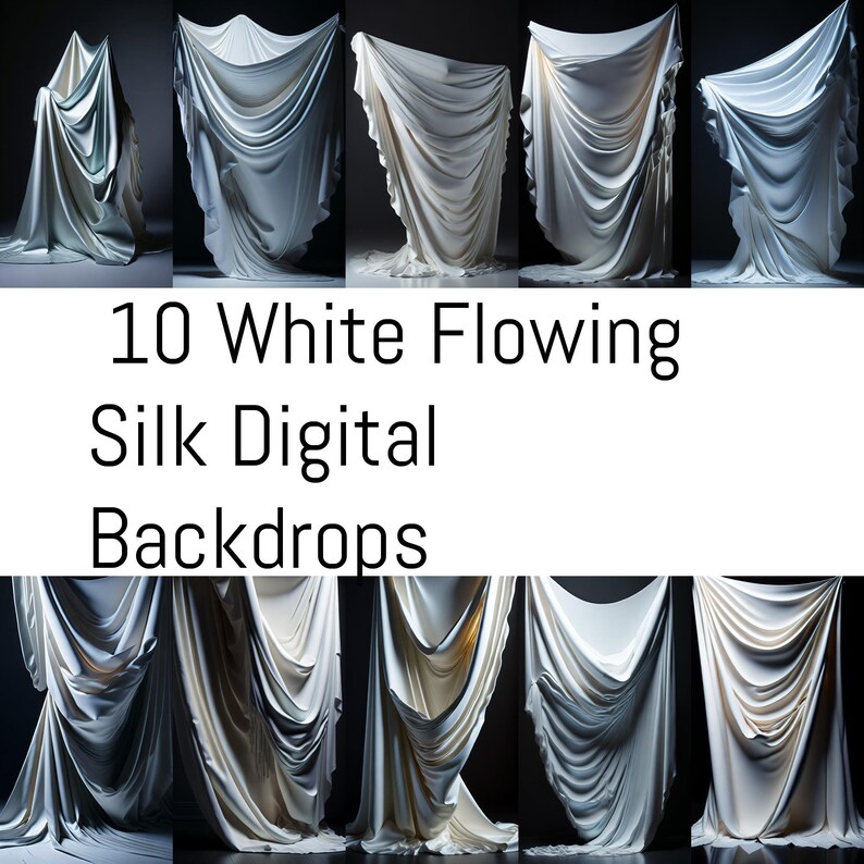 10 White Digital Backdrop Silk Backdrops Flowing - Etsy