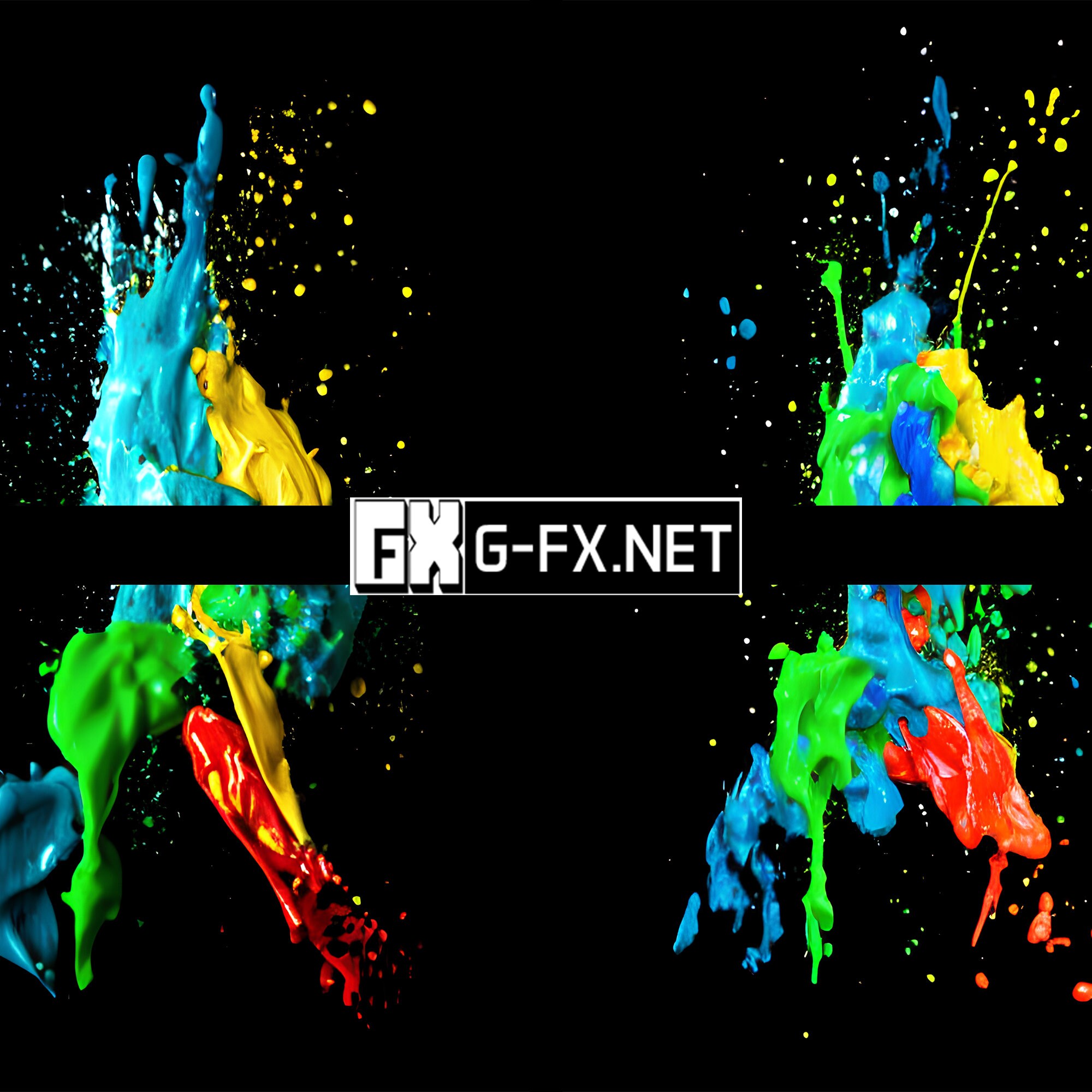 10 Color Splash Backgrounds, Neon Paint Splatters Overlays Clipart ...