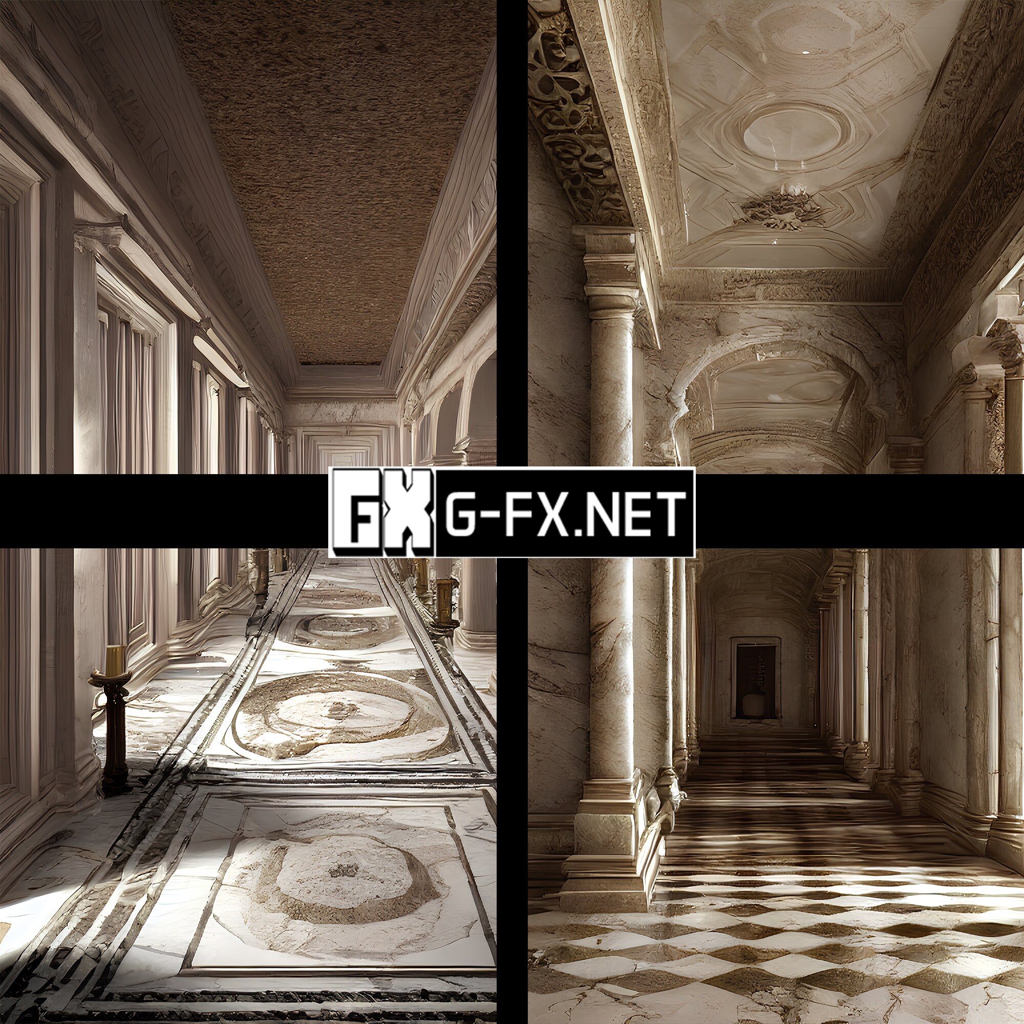 10 Castle Corridor Digital Backgrounds, Empty Castle Corridor Backdrop ...