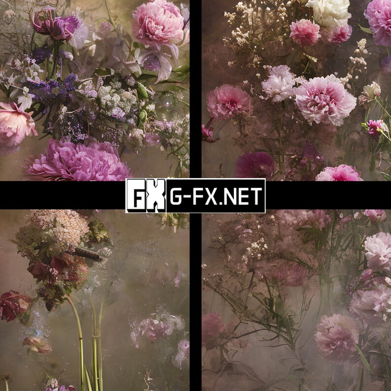 10 Floral Fine Art Textures, Flower Background, Photoshop Overlays ...