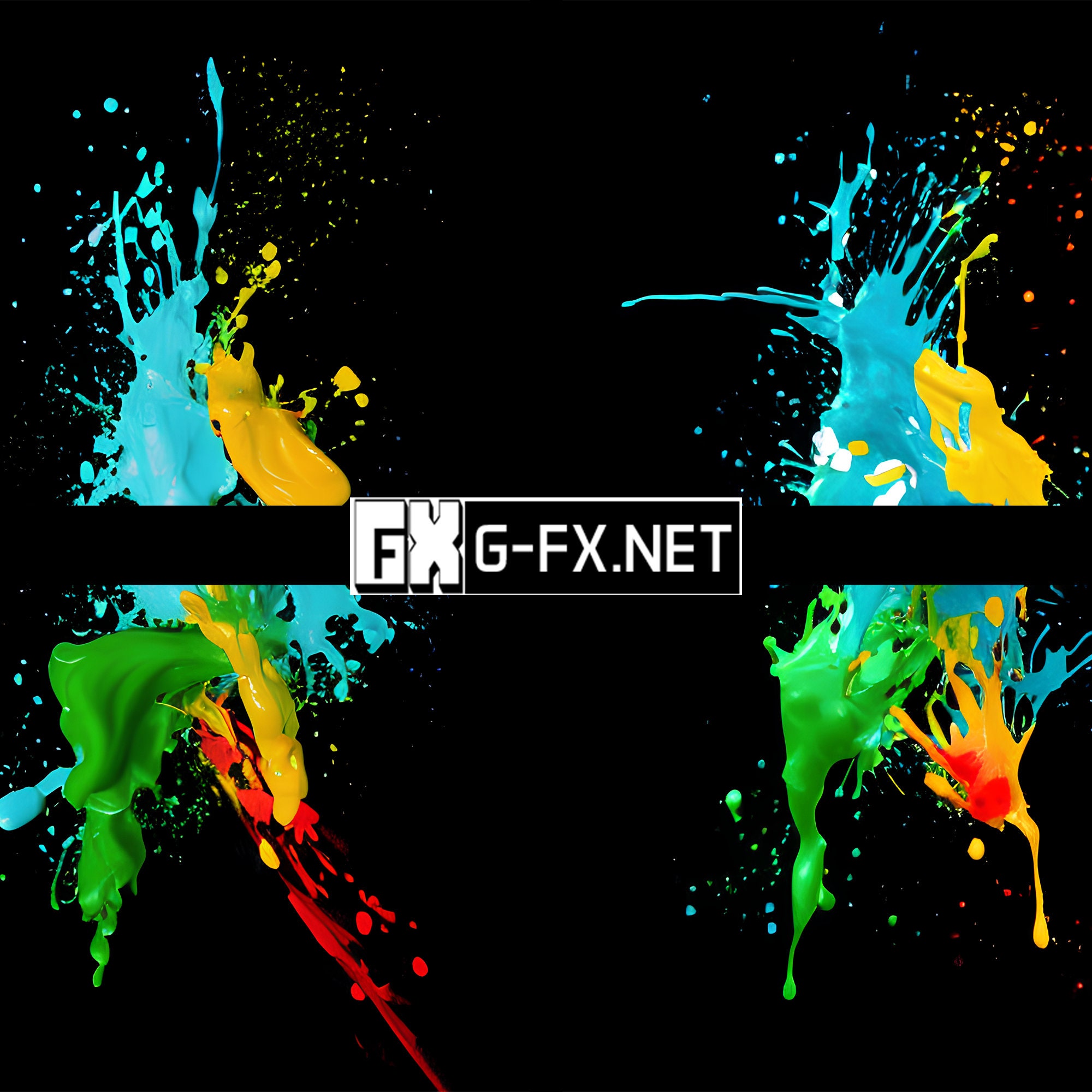 10 Color Splash Backgrounds, Neon Paint Splatters Overlays Clipart ...