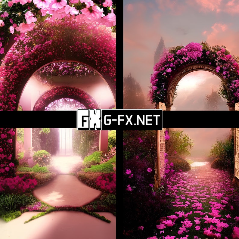 10 Arch Floral Digital Backdrops Portrait Overlays Fairytale Digital ...