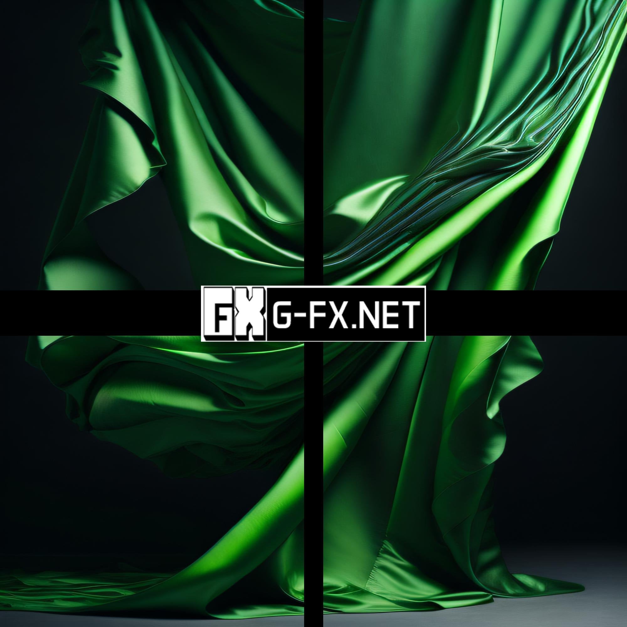 10 Green Silk Digital Backdrop, Flowing Backdrops, Leafy Background ...