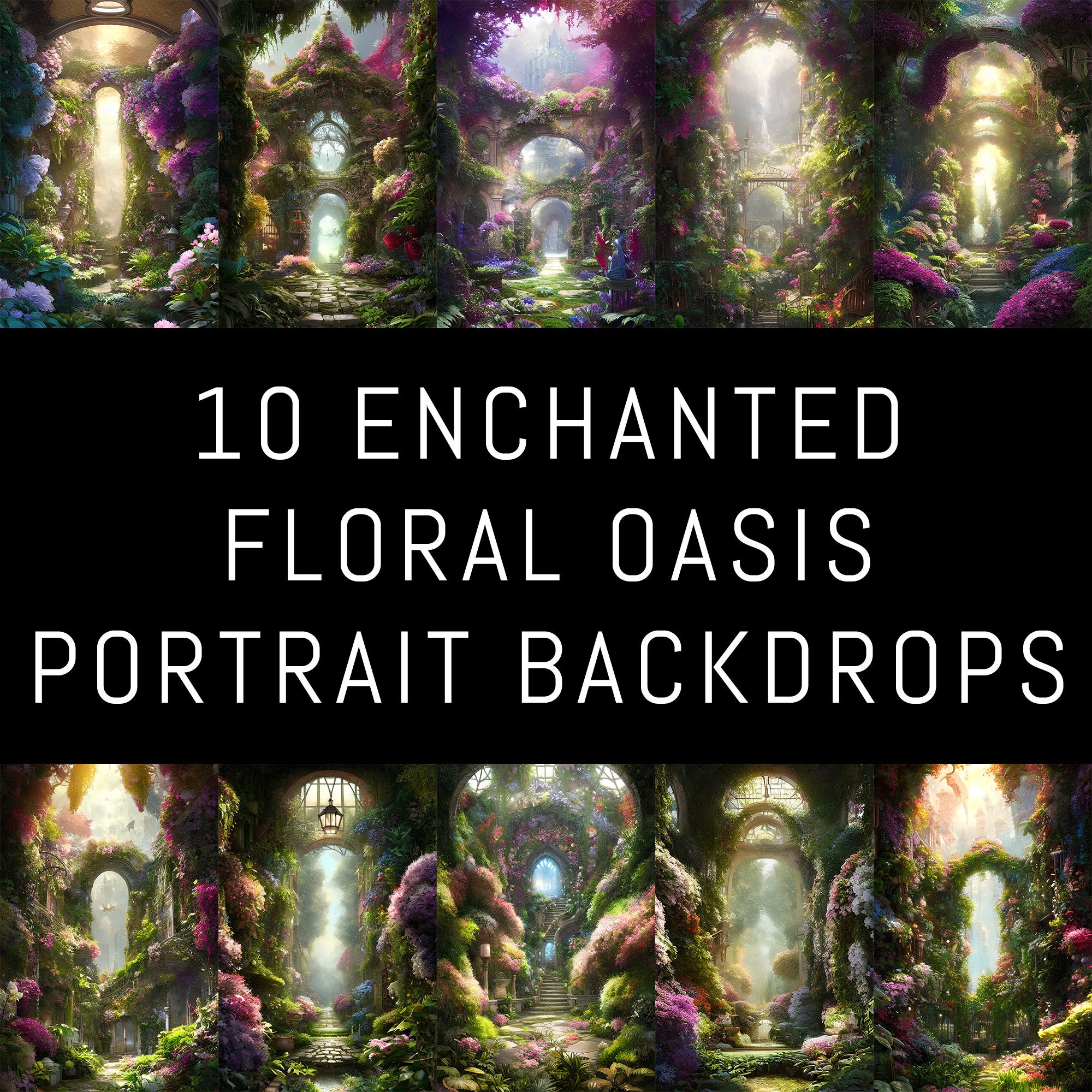 10 Enchanted Floral Oasis Portrait Backdrops, Photography, Photo Studio ...
