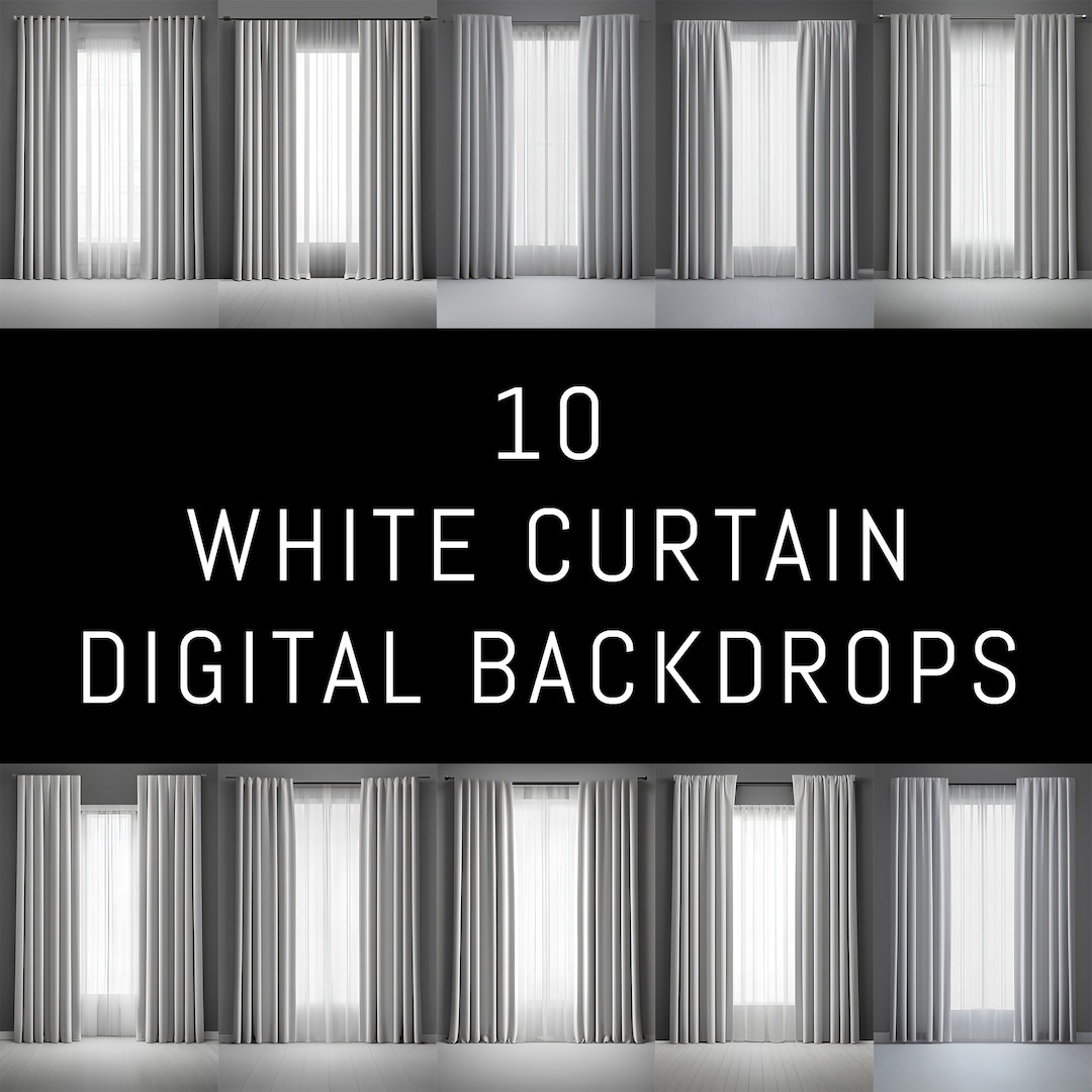10 White Curtains Digital Backdrop, White Curtain, Portrait Background ...