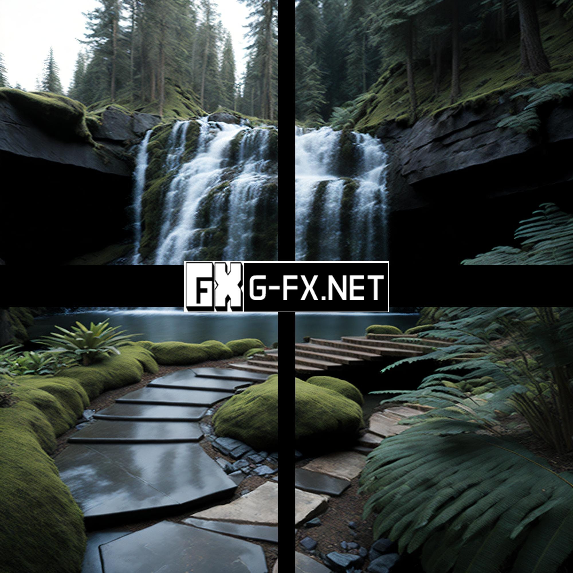 10 Enchanting Waterfall Digital Backdrop, Nature Backdrops, Scenic ...