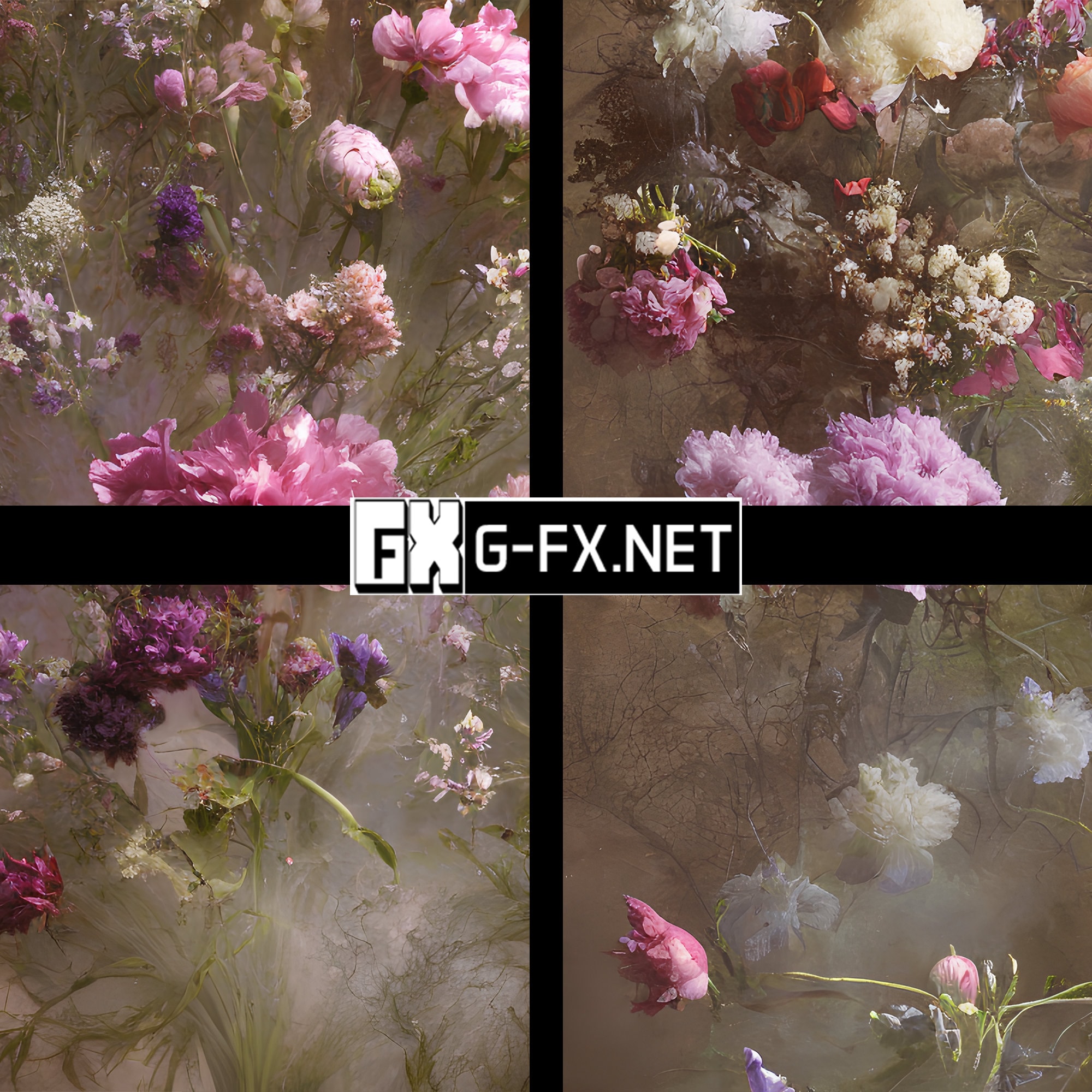 10 Floral Fine Art Textures, Flower Background, Photoshop Overlays ...