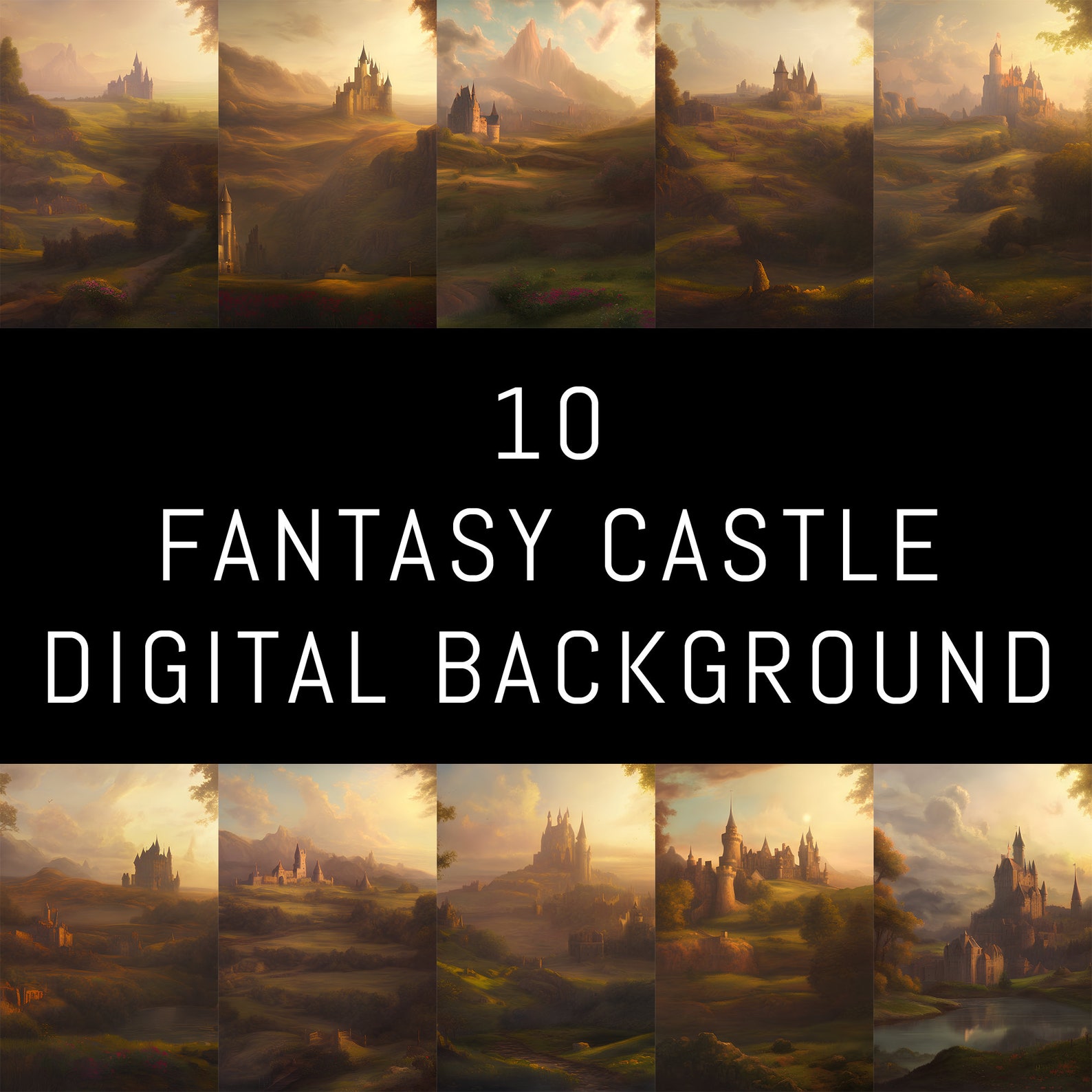 10 Castle Digital Backgrounds, Composite Backdrop, Magical Kingdoms ...