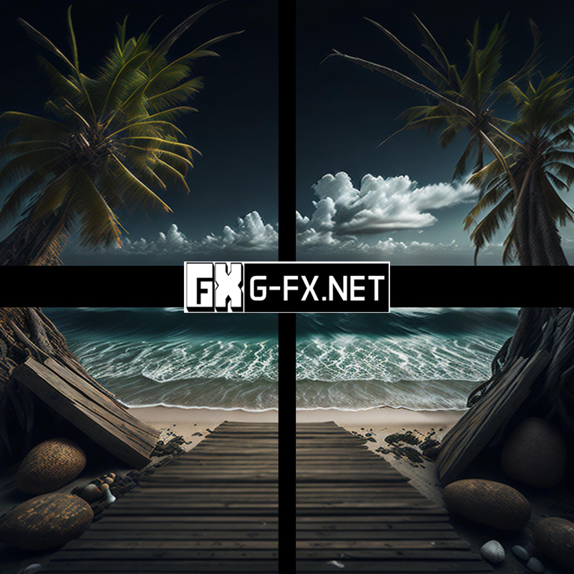 10 Beach Tropical Digital Backdrops, Ocean Paradise Photo Backgrounds ...