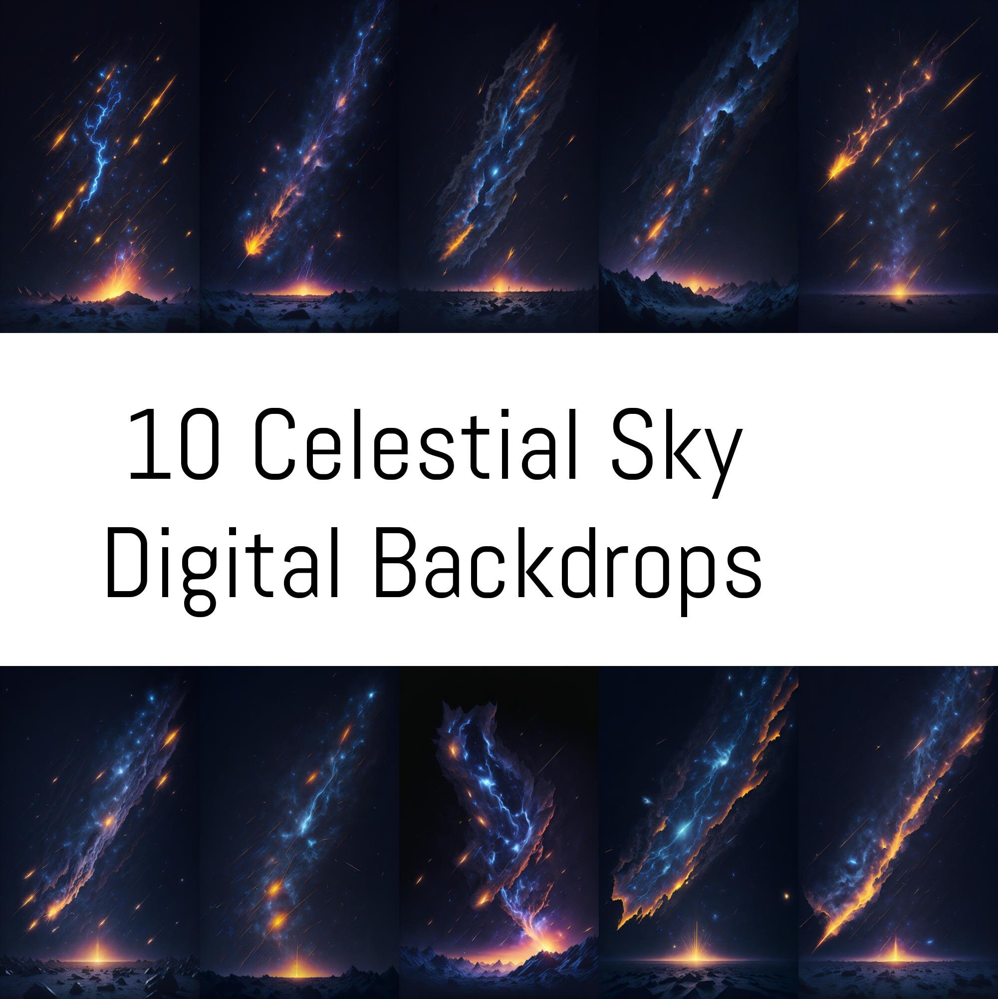 10 Celestial Sky Digital Backdrop Galactic Space Background Epic Night ...
