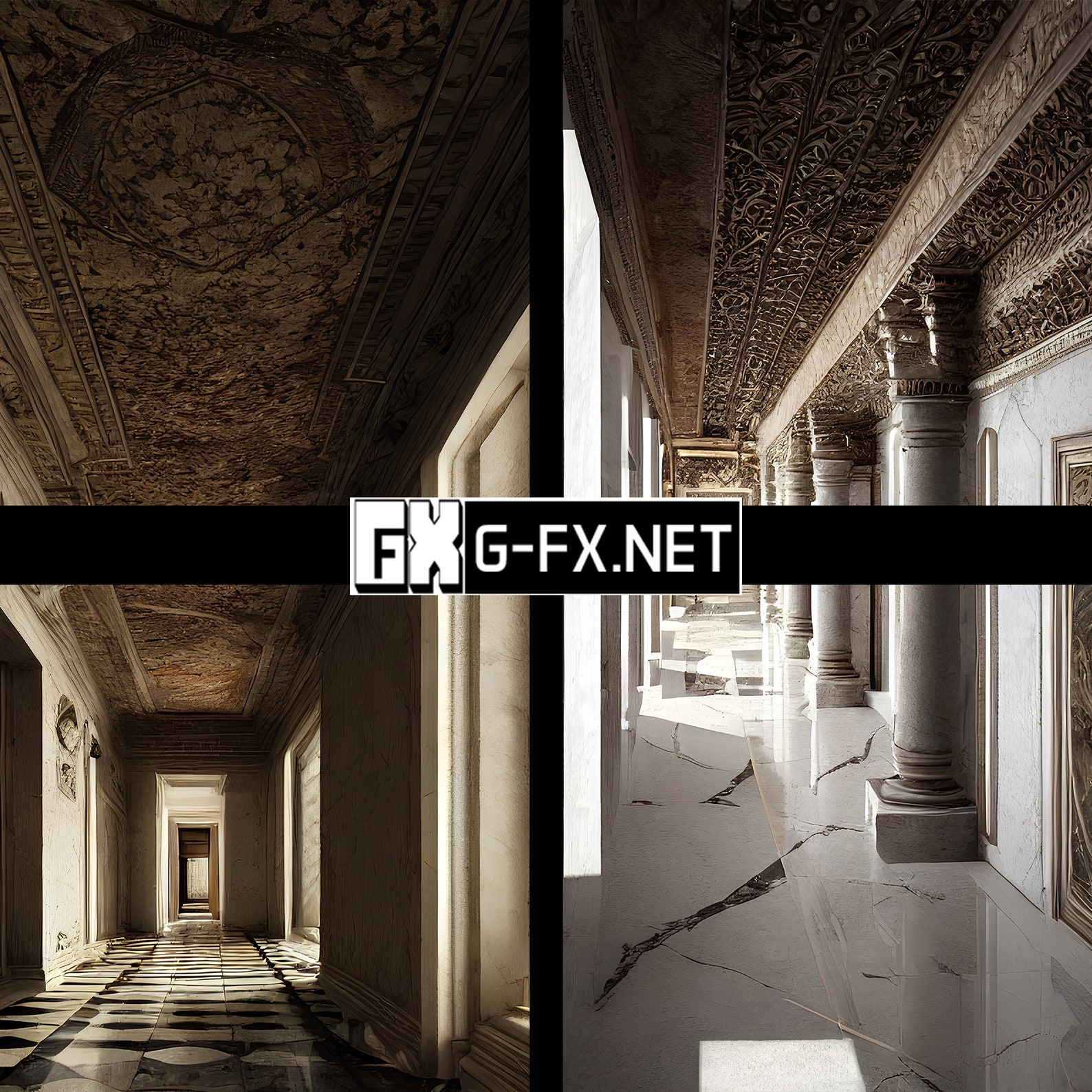 10 Castle Corridor Digital Backgrounds, Empty Castle Corridor Backdrop ...