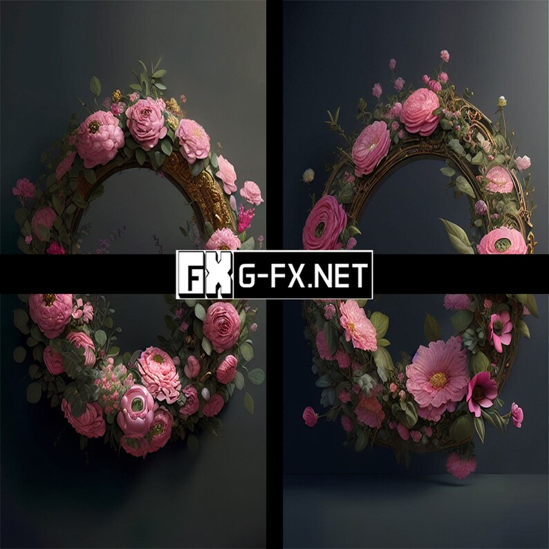 10 Floral Ring Backdrops, Flower Ring Background, Ring Overlays ...
