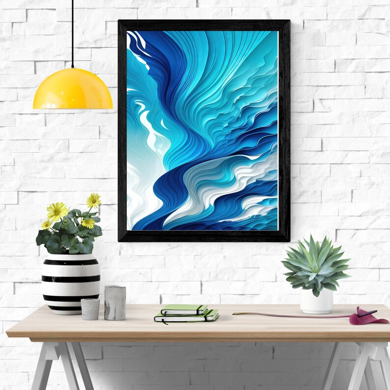 Blue Wall Art Set of 3 Printable Wall Art Multi Panel - Etsy