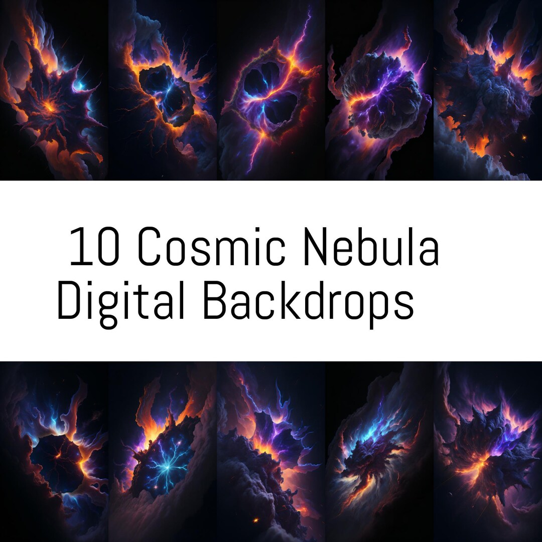 10 Cosmic Nebula Digital Backdrop, Space-themed Backdrops, Galactic ...