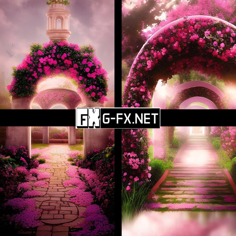 10 Arch Floral Digital Backdrops Portrait Overlays Fairytale Digital ...