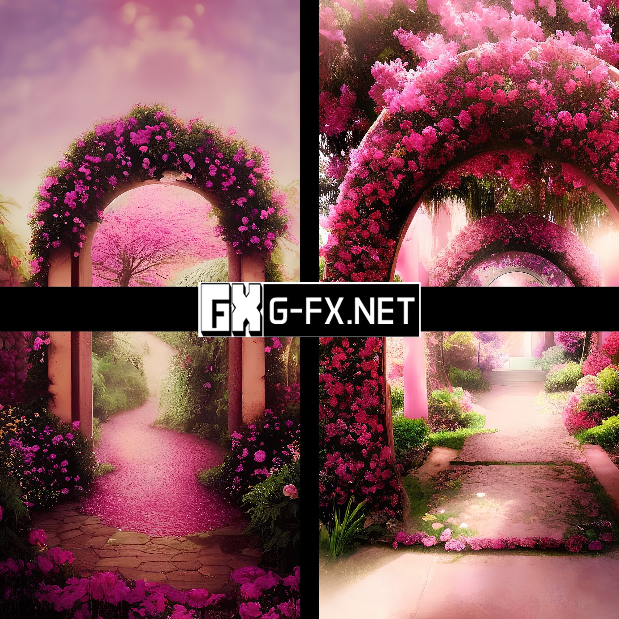 10 Arch Floral Digital Backdrops Portrait Overlays Fairytale Digital ...