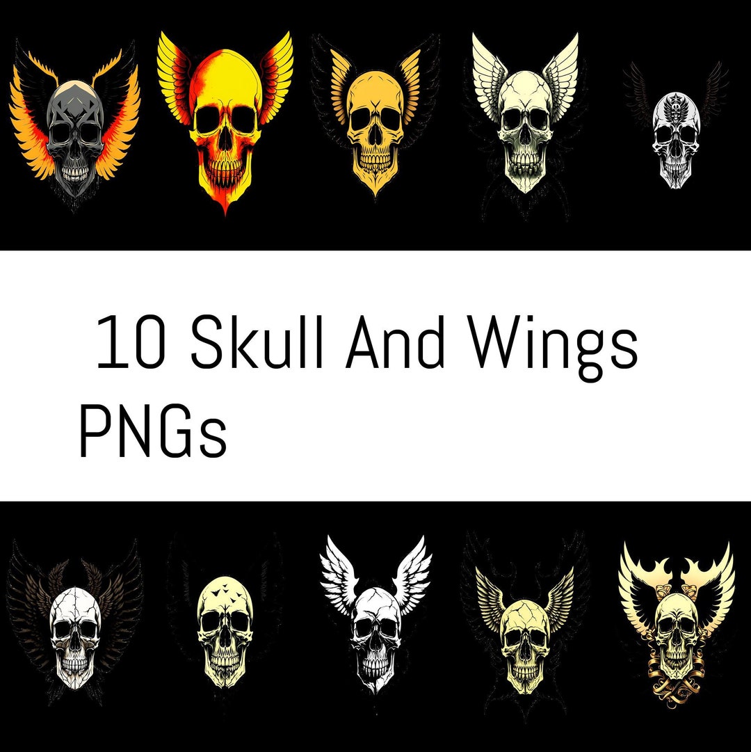 10 Skull and Wings Png, Skull Png for Sublimation, Skull Png Files ...