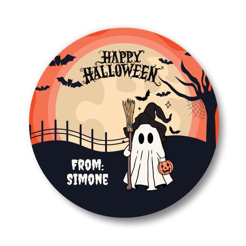 Personalized Halloween Stickers | Sheet of 12 Circle Labels in Size 2 ...