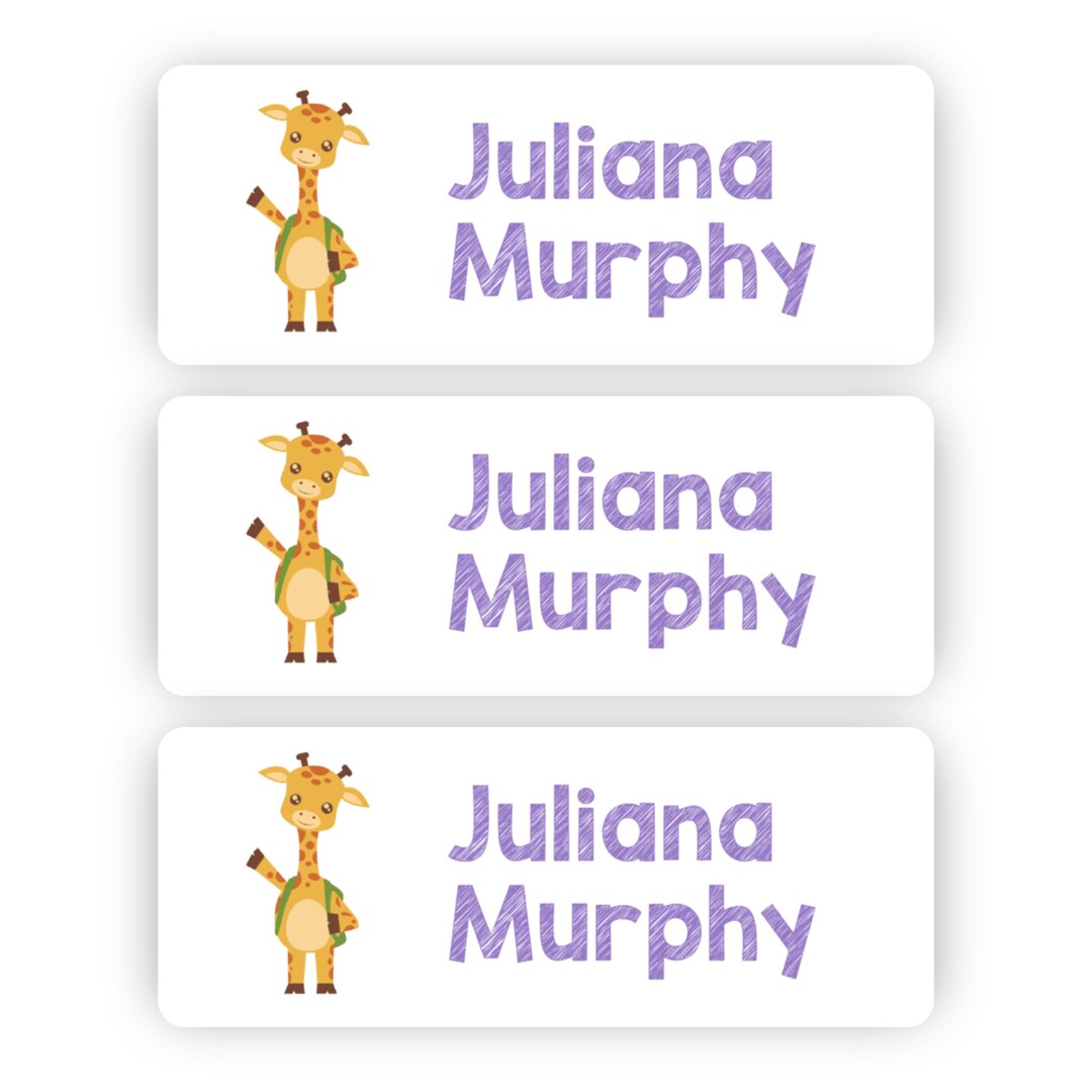 Giraffe School Supply Labels | Personalized Name Stickers (sheet of 30 ...