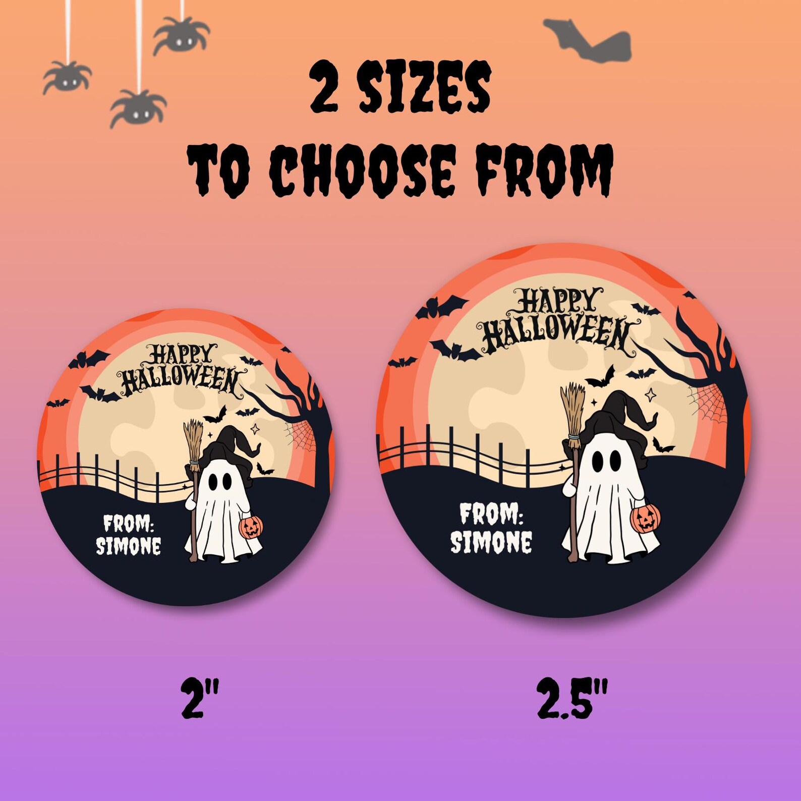 Personalized Halloween Stickers | Sheet of 12 Circle Labels in Size 2 ...