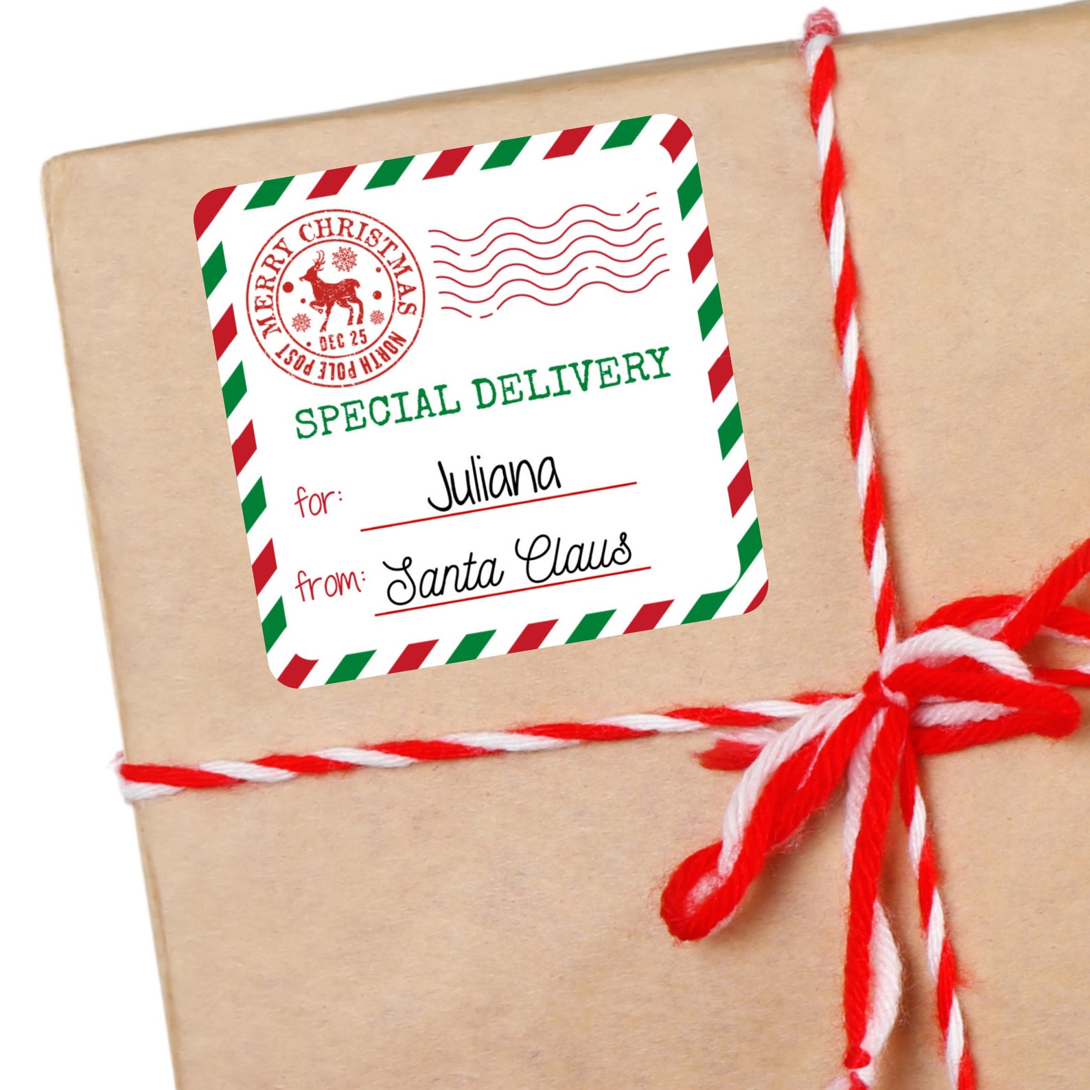 Personalized Santa Gift Sticker | Special Delivery Christmas Label - Etsy