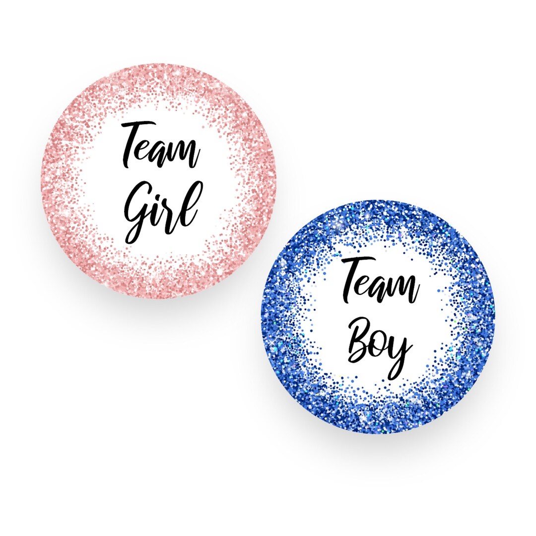 Team Boy & Team Girl Stickers for Gender Reveal Vote 40 2 Circle ...
