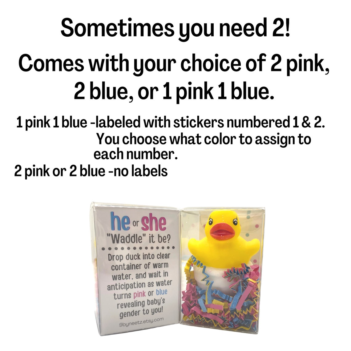 Set of 2 Waddle It Be Rubber Duck Gender Reveal Fizz by Mail - Etsy