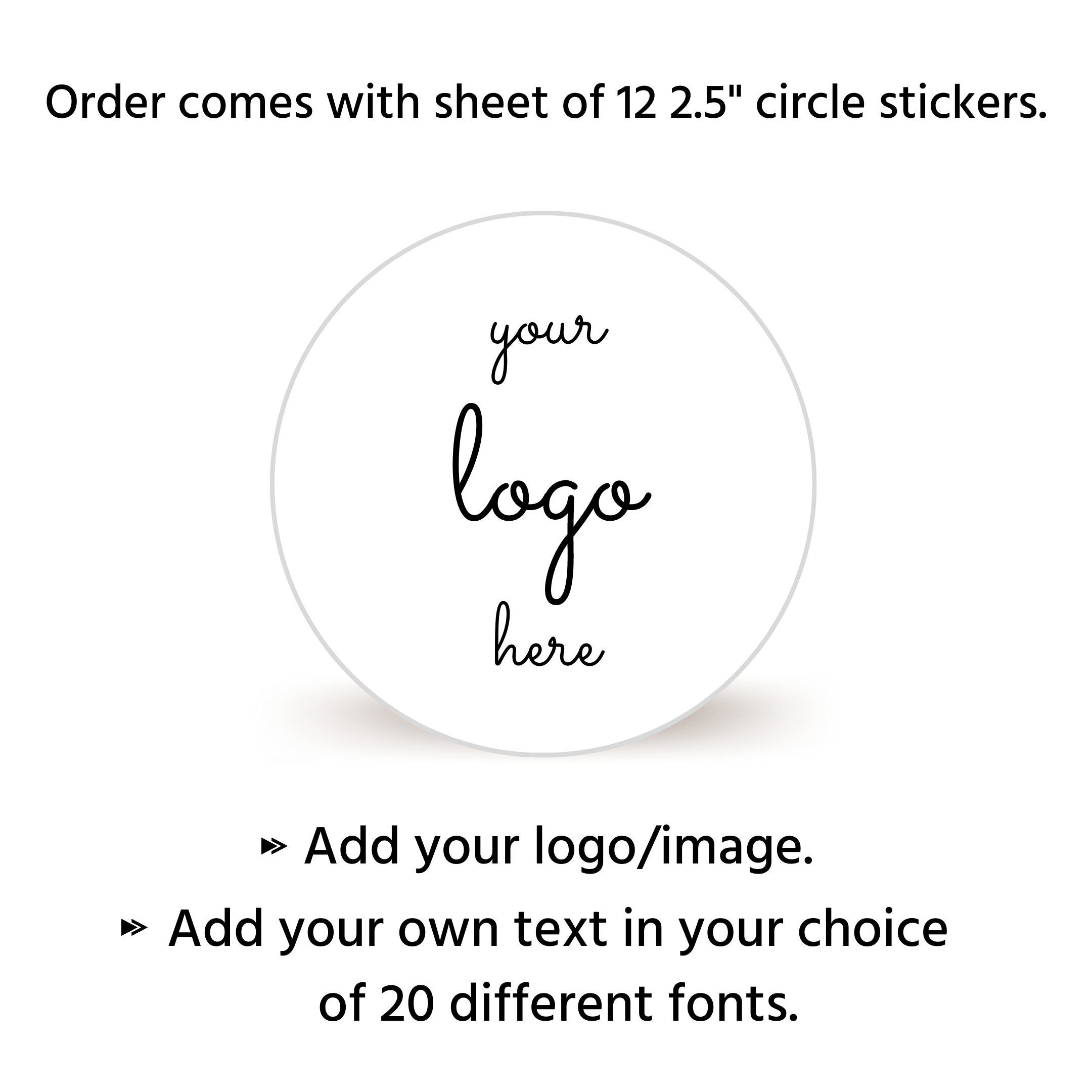 Custom Circle Sticker 2.5 Sheet of 12 Stickers - Etsy UK