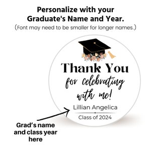 Personalized Graduation Stickers Sheet of 20 2 or 12 2.5 Circle ...