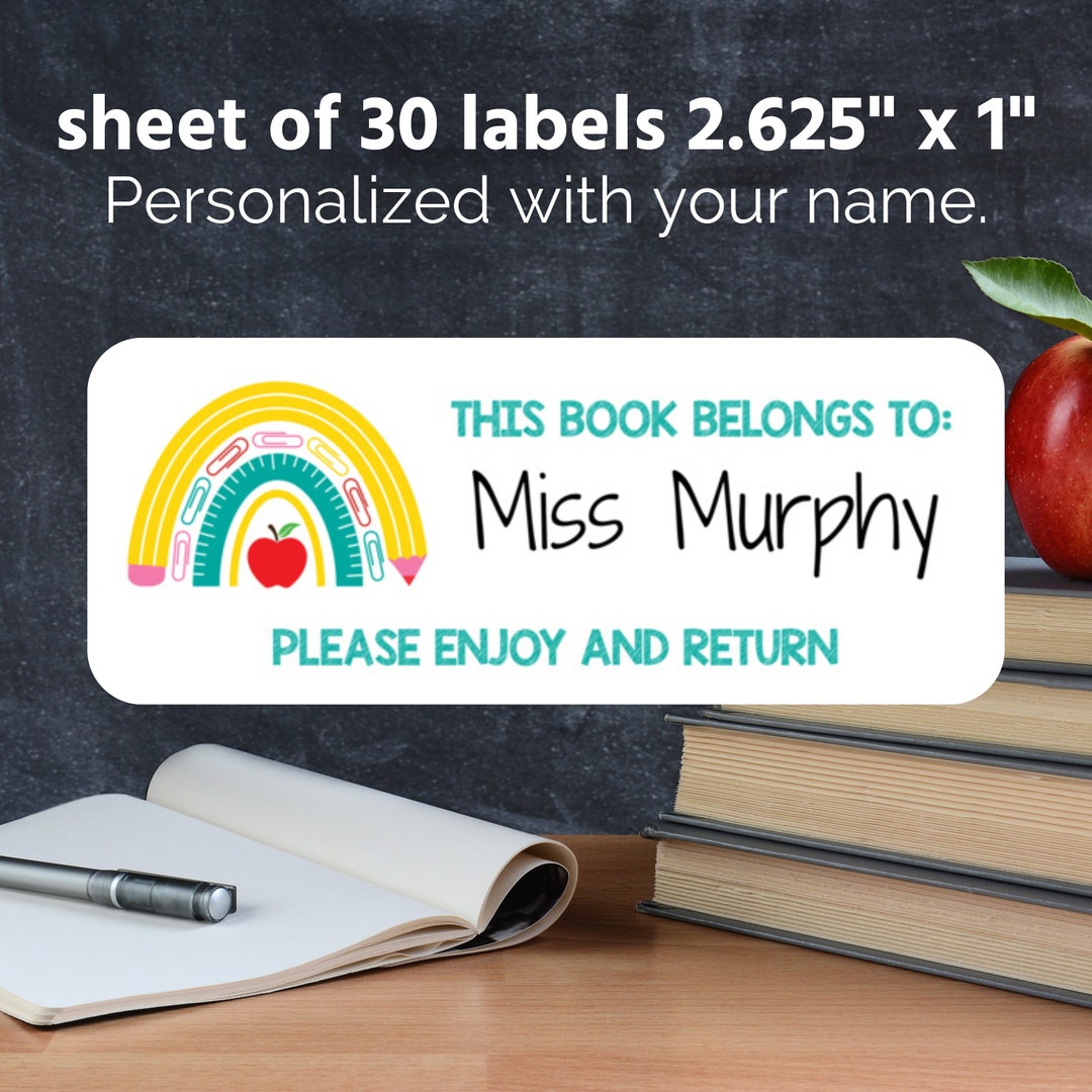 Teacher Supply Labels Sheet of 30 Personalized Stickers Library Book ...