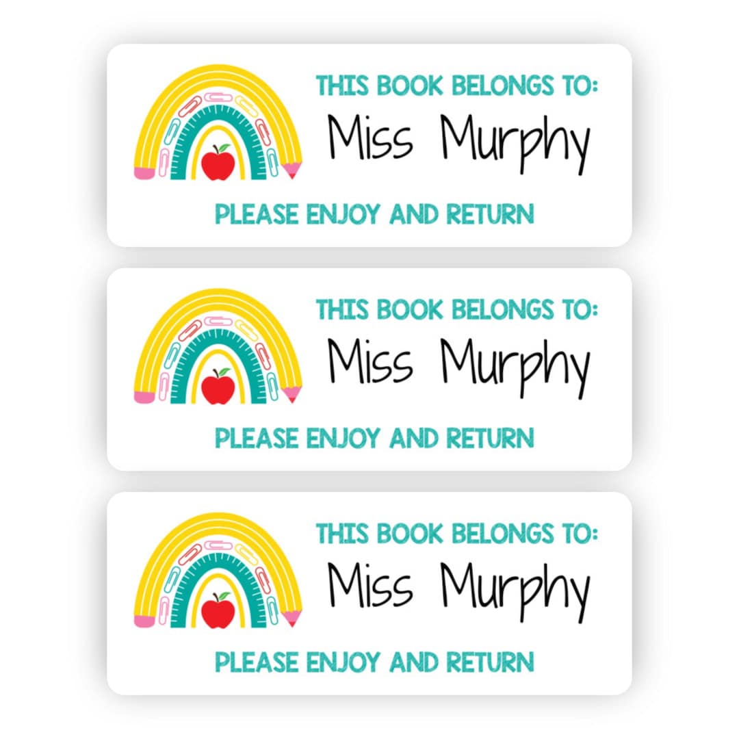 Teacher Supply Labels | Sheet of 30 Personalized Stickers | Library ...
