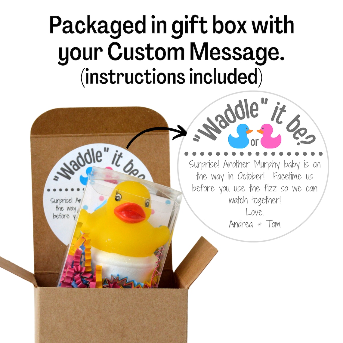 Waddle It Be Rubber Duck Gender Reveal Fizz by Mail - Etsy