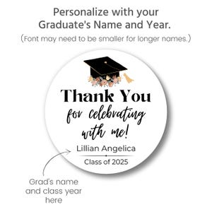 Personalized Graduation Stickers | Sheet of 20 2" or 12 2.5" Circle ...