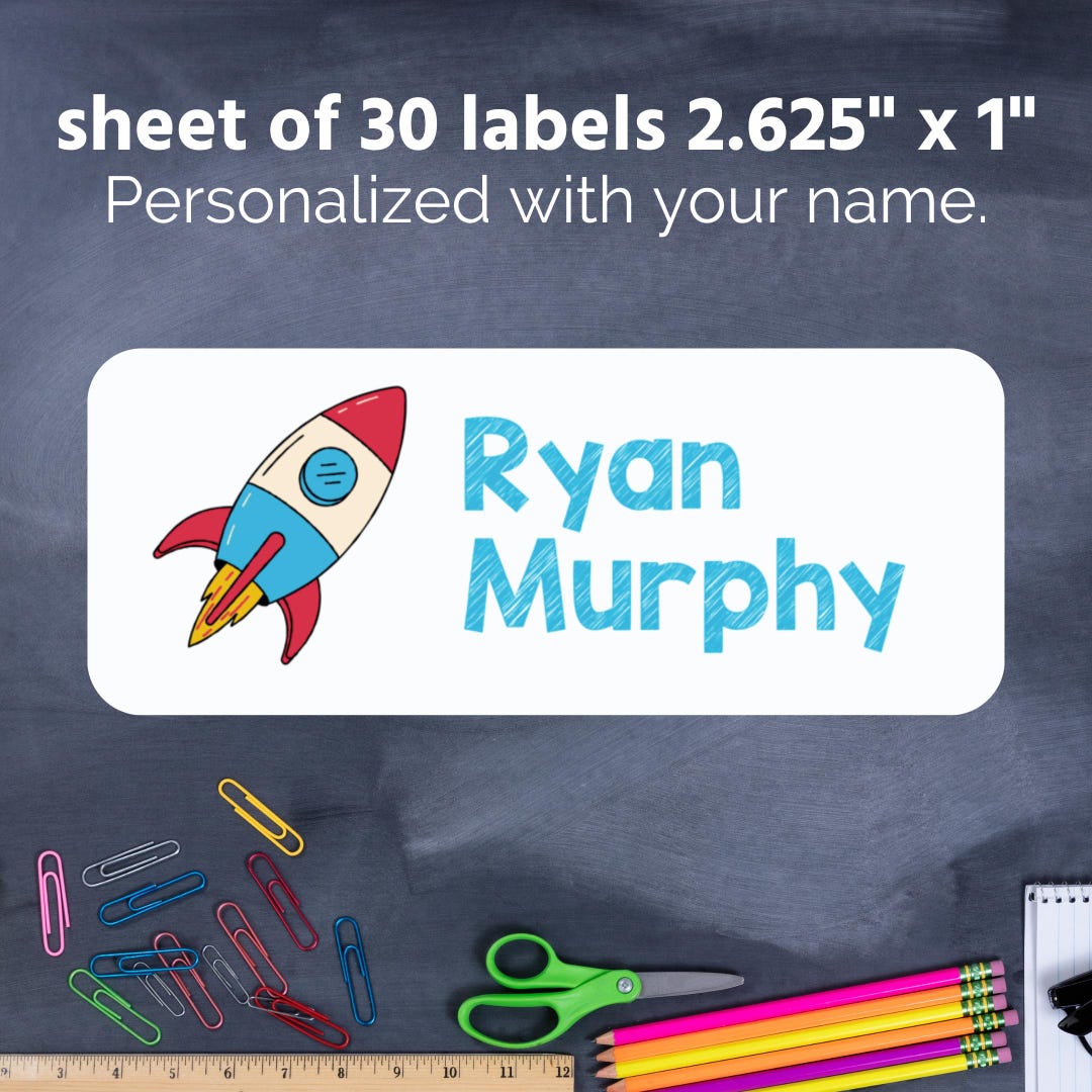 School Supply Labels Sheet of 30 Personalized Stickers Back to School ...