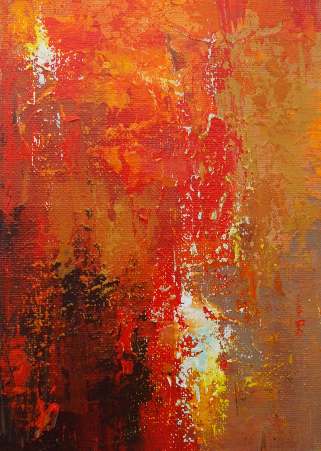 October 20 - Original Abstract Painting 4.5"x7.5" With 8"x10" Inch Mat ...