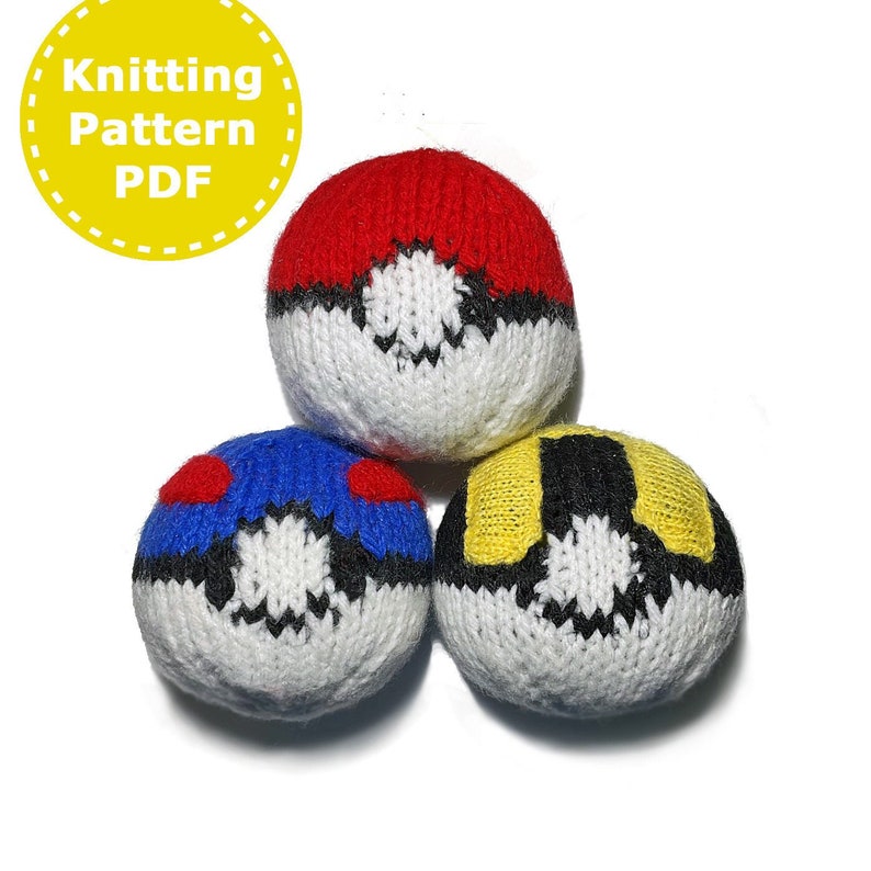 Knitting Pattern Red Pokeball Great Ball Ultra Ball Printable Instant ...
