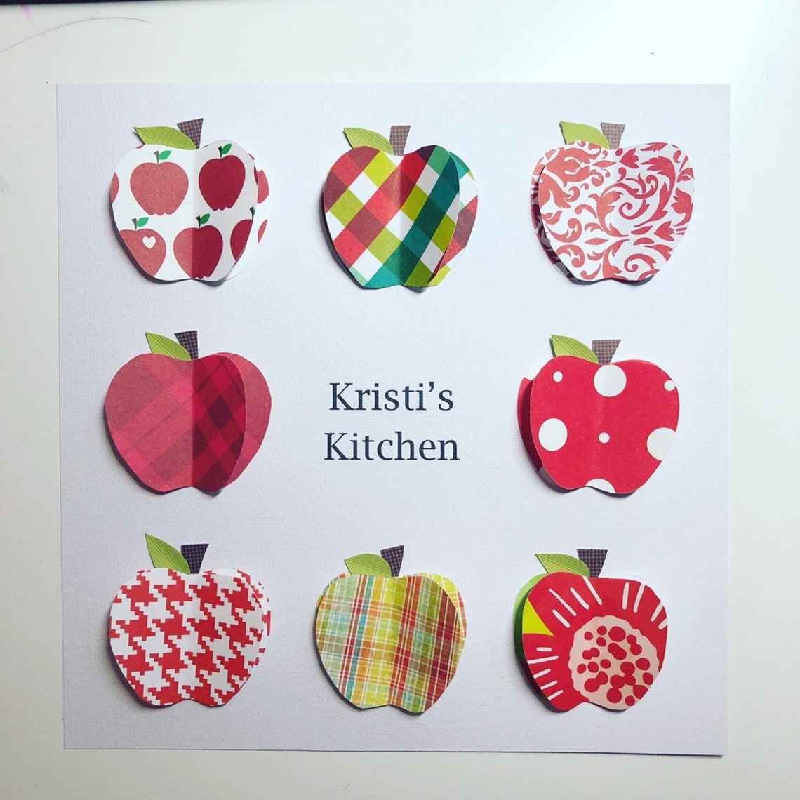 Red Apple 3D paper Art Kitchen Decor shadow box frame Red | Etsy