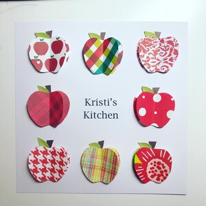 Red Apple, 3D Paper Art, Kitchen Decor, Shadow Box Frame, Red Apple Art ...