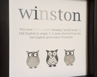 Custom Name Personalized Art Print with Meaning of Name baby