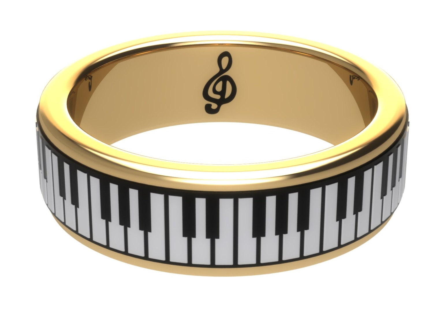 Piano Ring, 9k Gold and Sterling Silver - Etsy