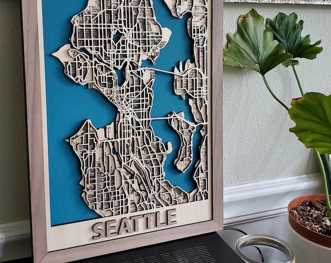Custom 3D Map on Wood, Any City, Laser Cut/engraved, 5 Layers, Portland ...