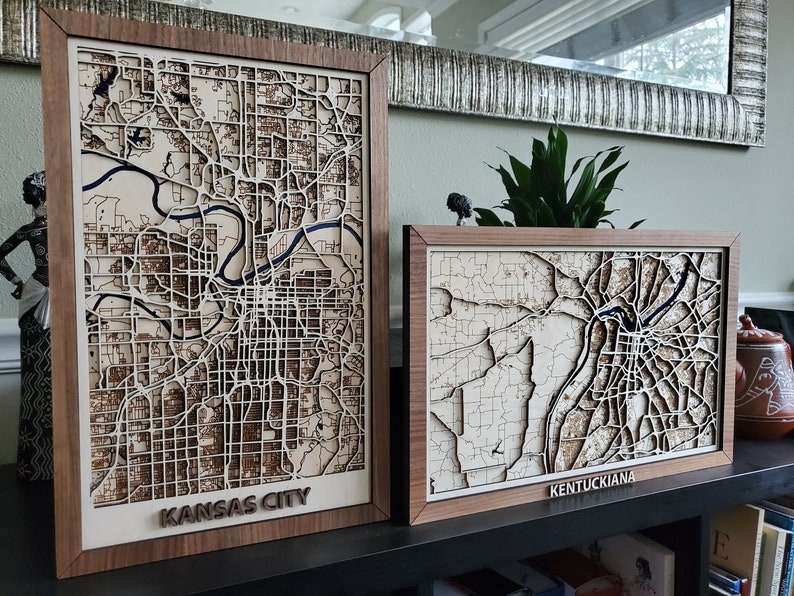 Custom 3D Map on Wood Any City Laser Cut/engraved 5 Layers - Etsy