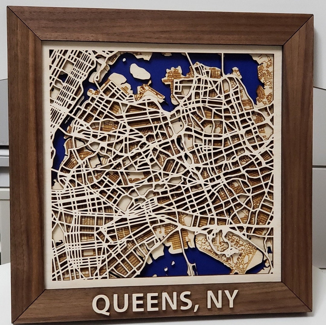 Queens 9.5"x9.5" Custom 3D Map on Wood, Laser Cut/engraved, 5 Layers - Etsy
