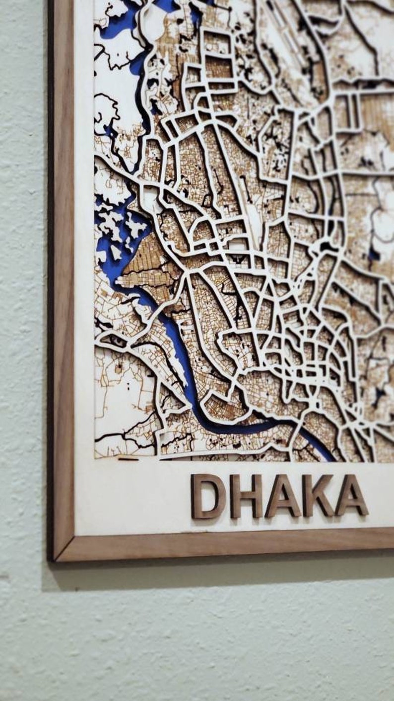 Dhaka 3D Map on Wood Laser Cut/engraved 5 Layers - Etsy