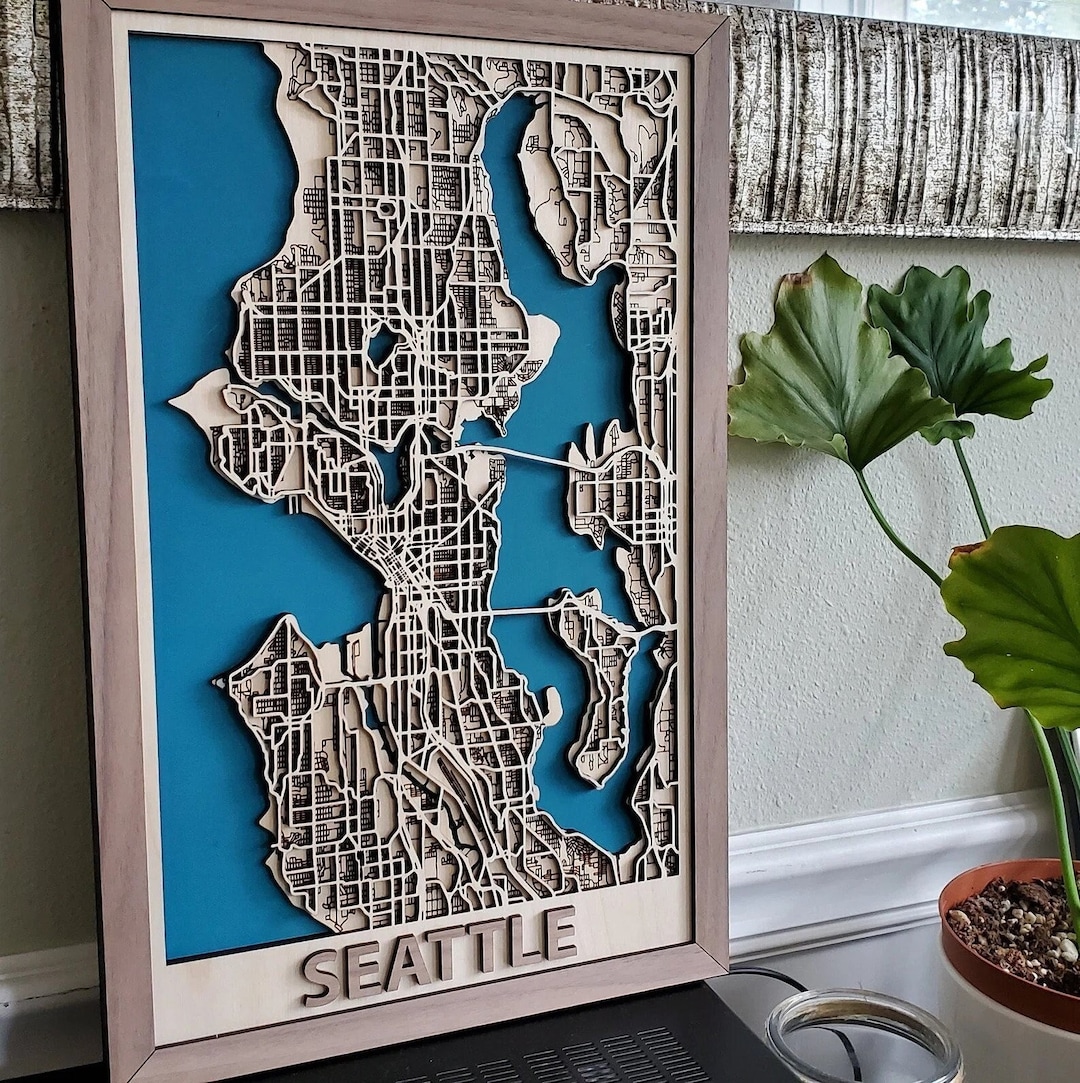 Custom 3D Map on Wood, Any City, Laser Cut/engraved, 5 Layers, Portland ...