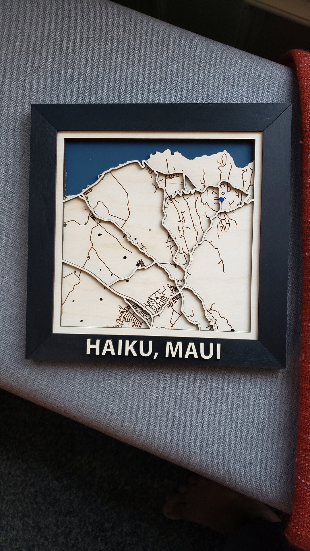 Haiku, Maui 9.5"x9.5" Custom 3D Map on Wood, Laser Cut/engraved, 5 ...