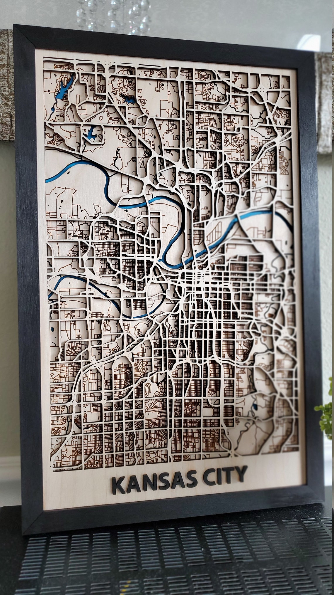 Kansas City 3D Map on Wood Laser Cut/engraved 5 Layers - Etsy