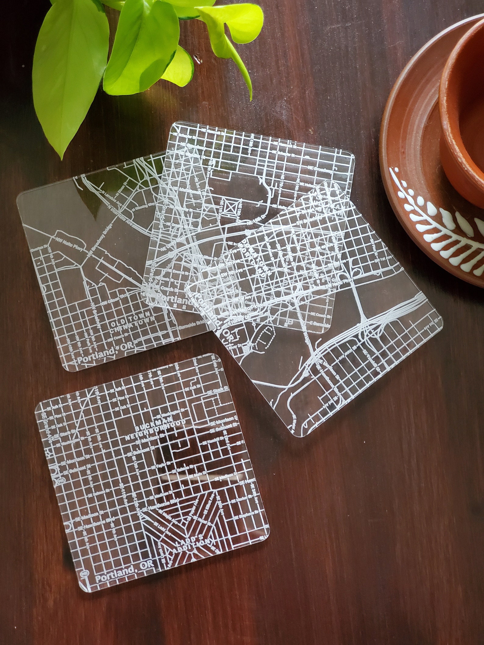 Custom City Map Acrylic Coasters Set of 4. Any Map of Your - Etsy