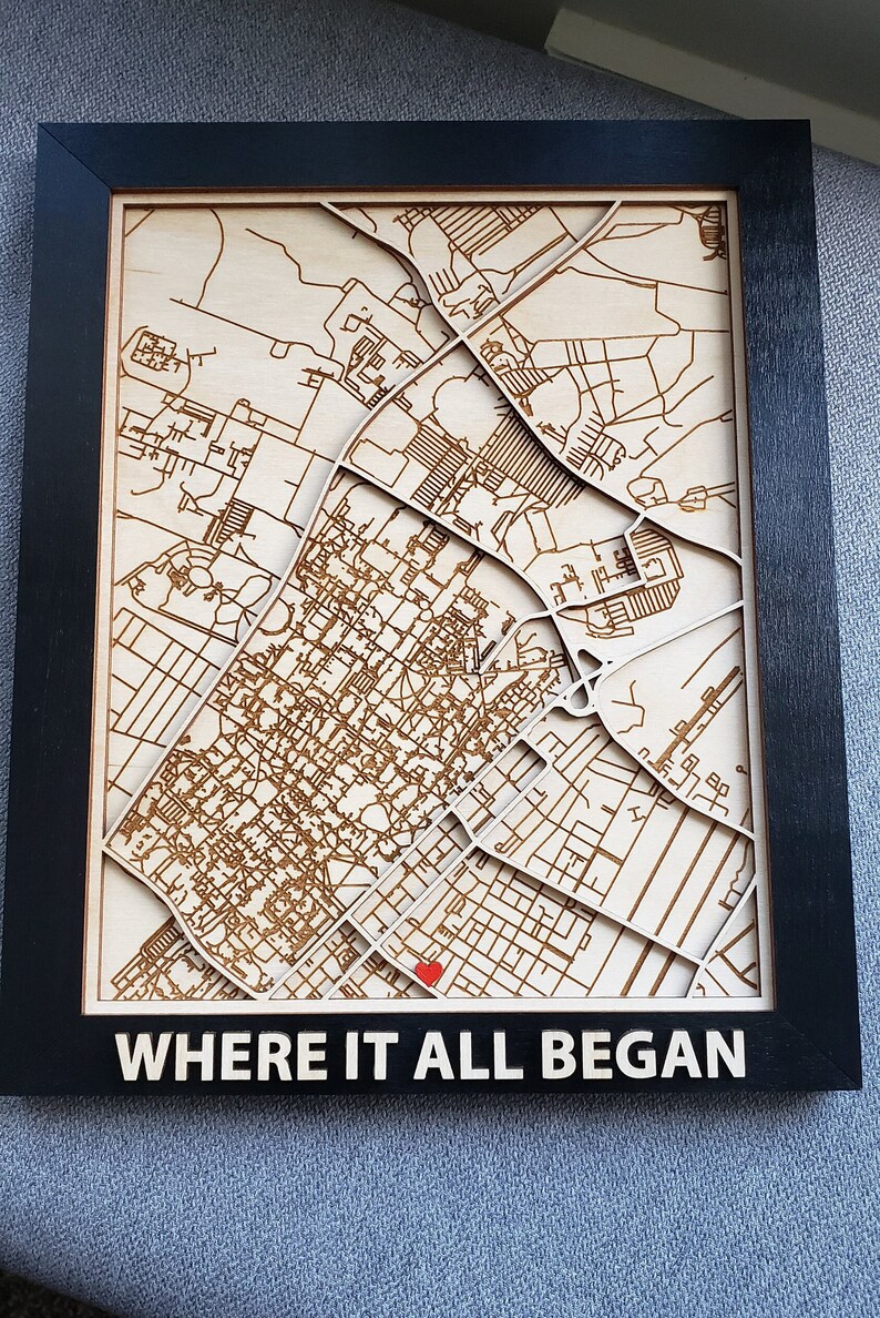 Custom 3D Map on Wood Any City Laser Cut/engraved 5 Layers - Etsy
