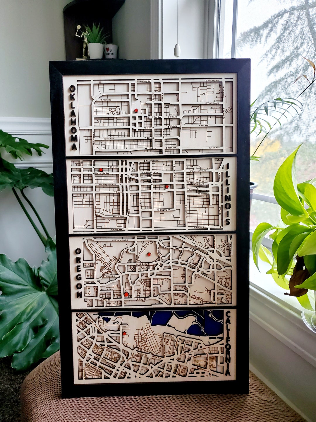 3D Map of Multiple Cities on Wood, Any City, Laser Cut/engraved, 5 ...